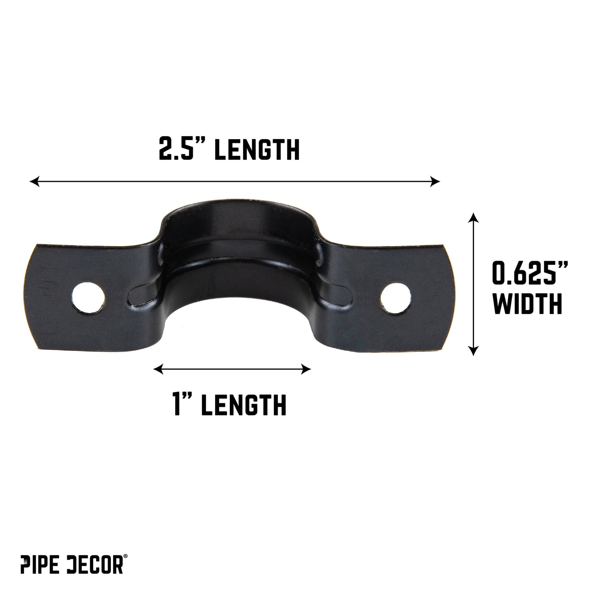 Black Steel U-shaped Pipe Straps for ½” Pipe — PIPE DECOR