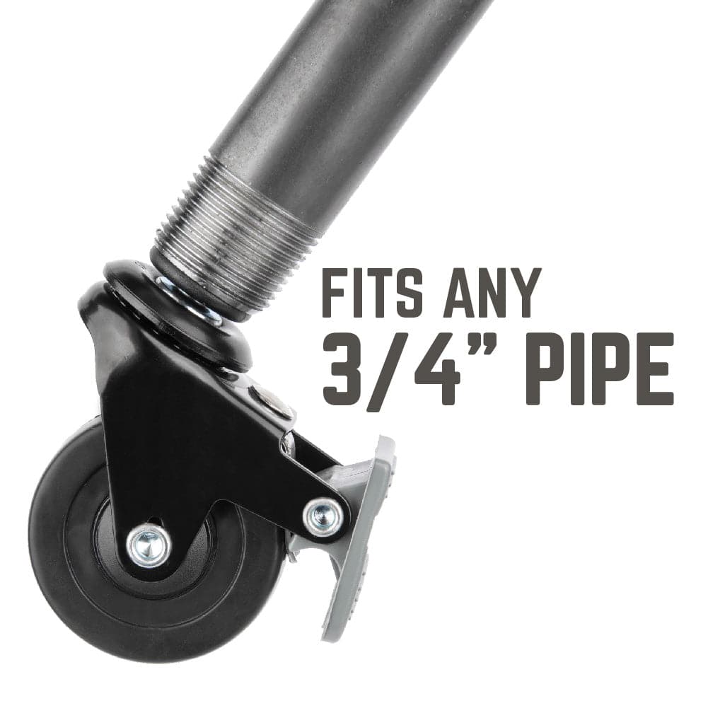 Swivel Caster Wheels for ¾" Pipe (4-Pack) — PIPE DECOR