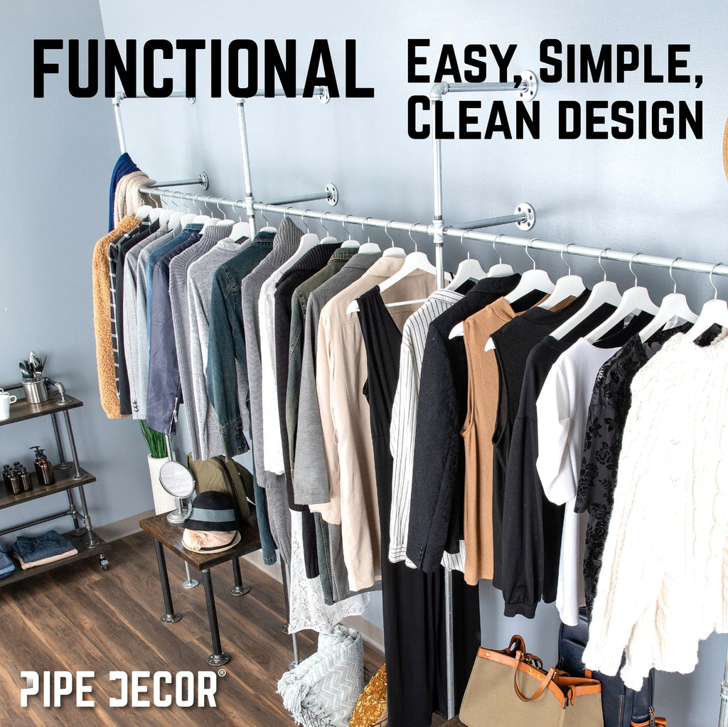 Pipe Clothes Hangers | PIPE DECOR | Pipe Clothing Rack, Wall Mounted