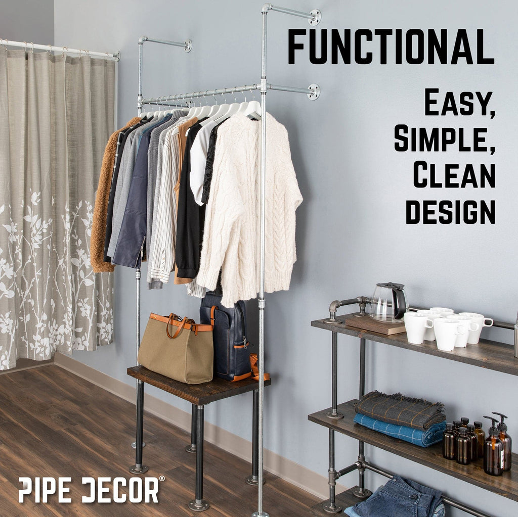 Pipe Clothes Hangers | PIPE DECOR | Pipe Clothing Rack, Wall Mounted
