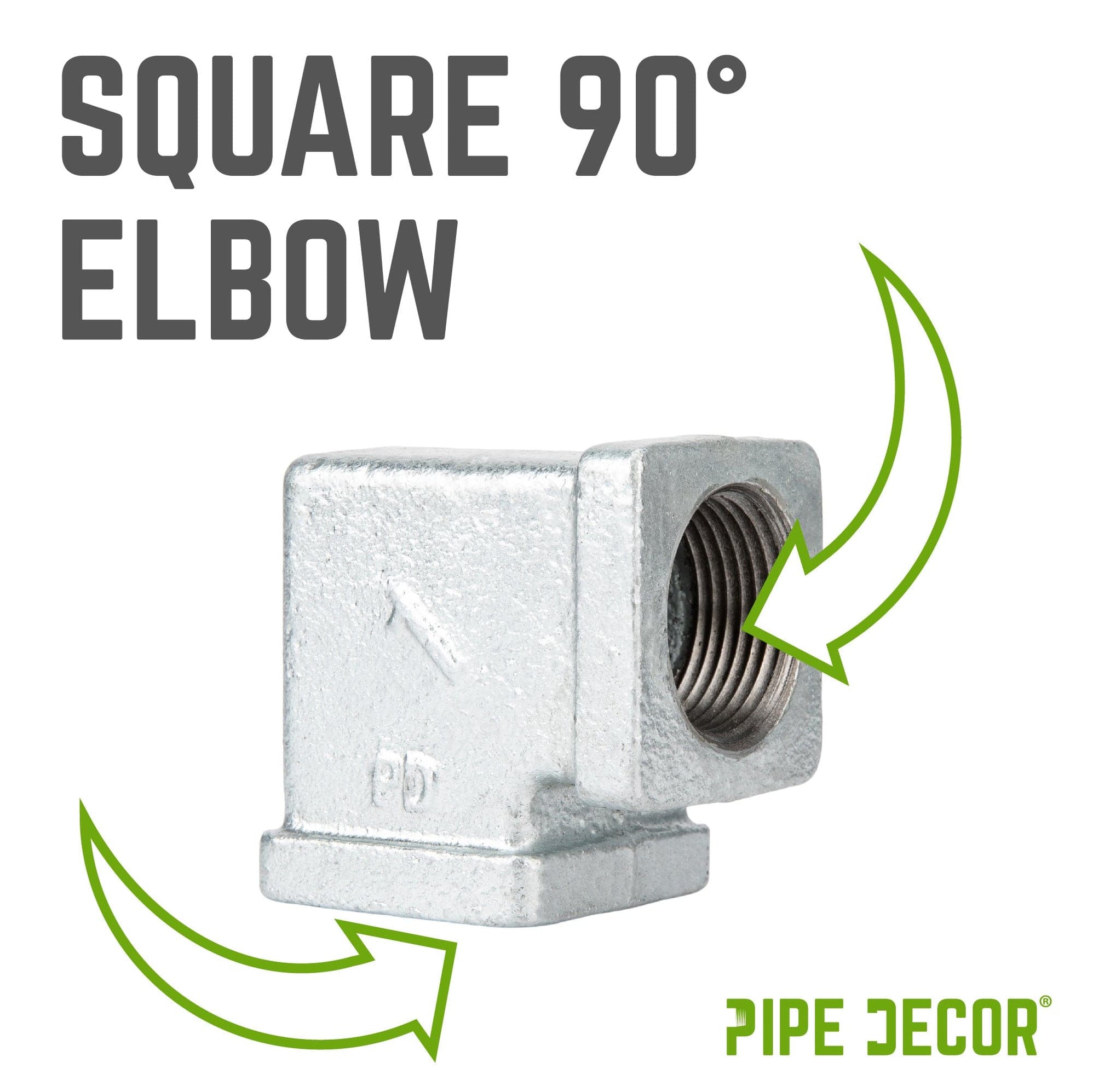 1 in. Galvanized Square 90 Degree Elbow — PIPE DECOR