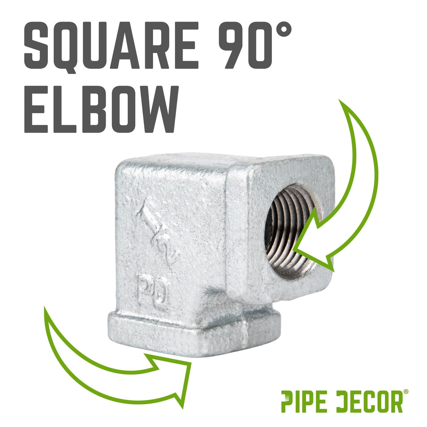 1/2 in. Galvanized Square 90 Degree Elbow — PIPE DECOR