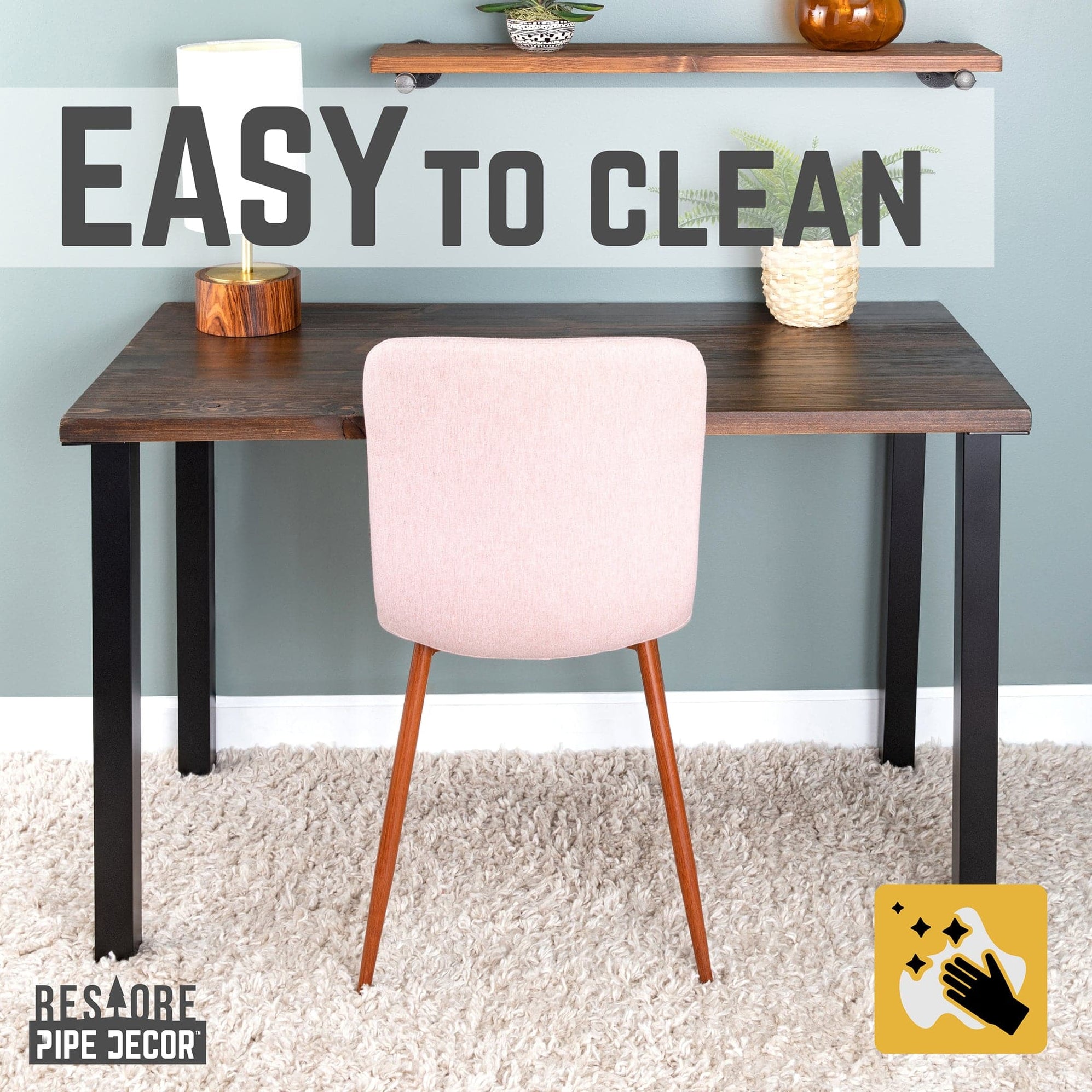 Skyline Boulder Black Solid Wood Desk with 28 in. High-Rise Legs — PIPE ...