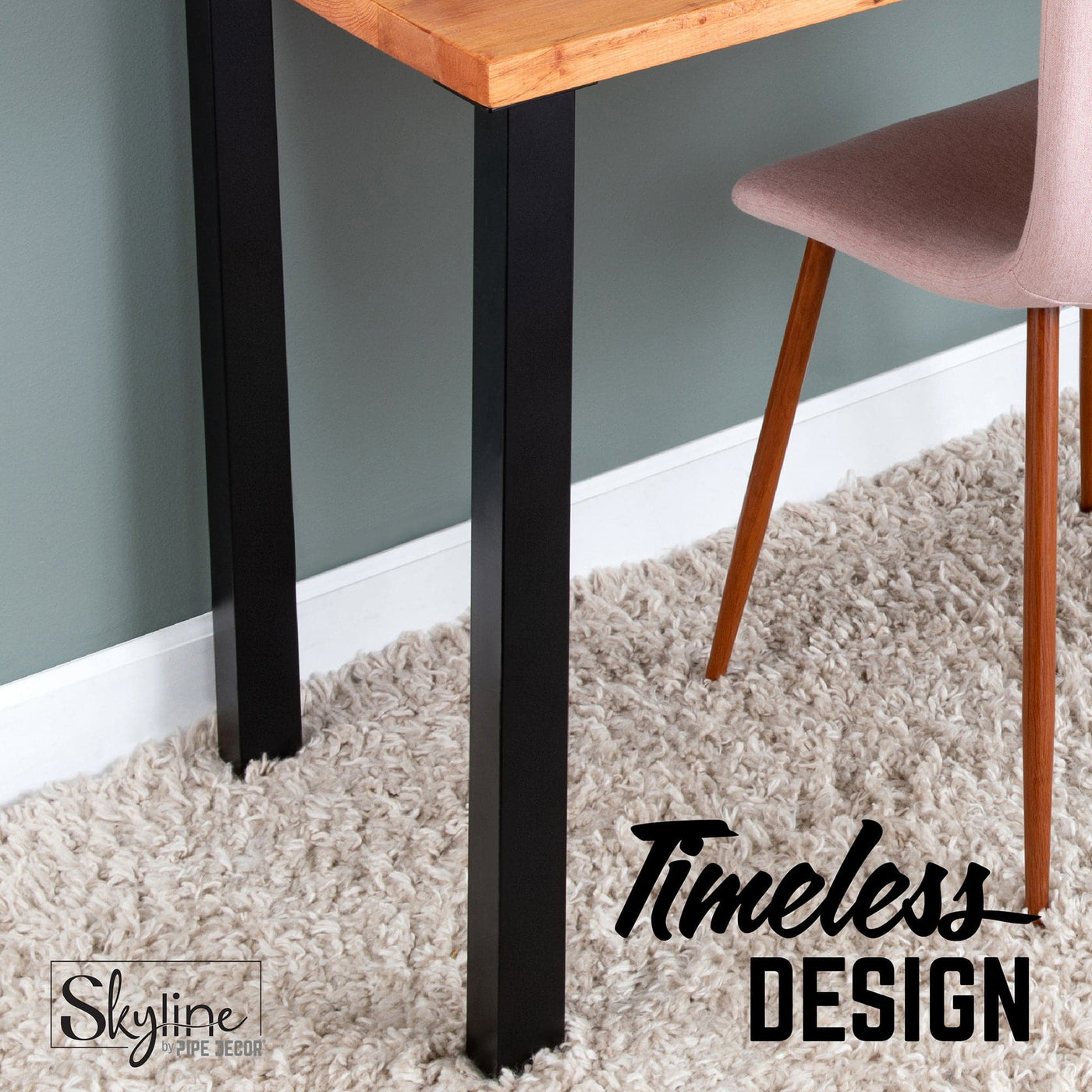 28 in. Skyline Matte Black Square Metal High-Rise Dining or Desk Table ...