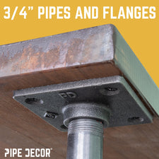 3/4 in. x 24 in. Square Flange Pipe Table Legs - 4 Pack — PIPE DECOR