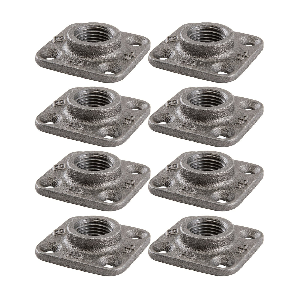 1/2 in. Black Micro Mini Square Flange (8-Pack) — PIPE DECOR
