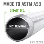 1/2 in. x 36 in. Galvanized Steel Pipe — PIPE DECOR