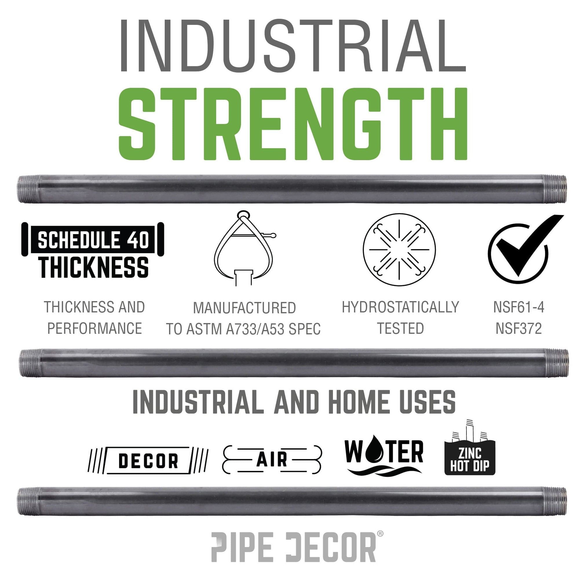 1 in. x 72 in. Galvanized Steel Pipe — PIPE DECOR